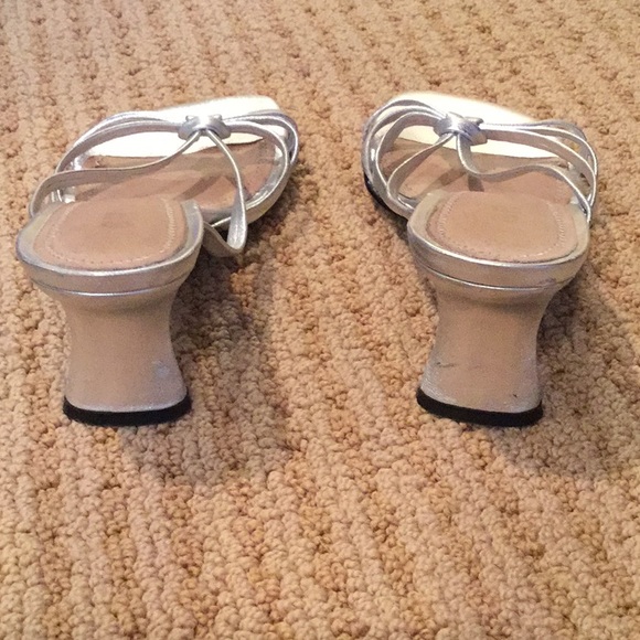 bp | Shoes | Silver Open Toe Sandals 3 Heels | Poshmark